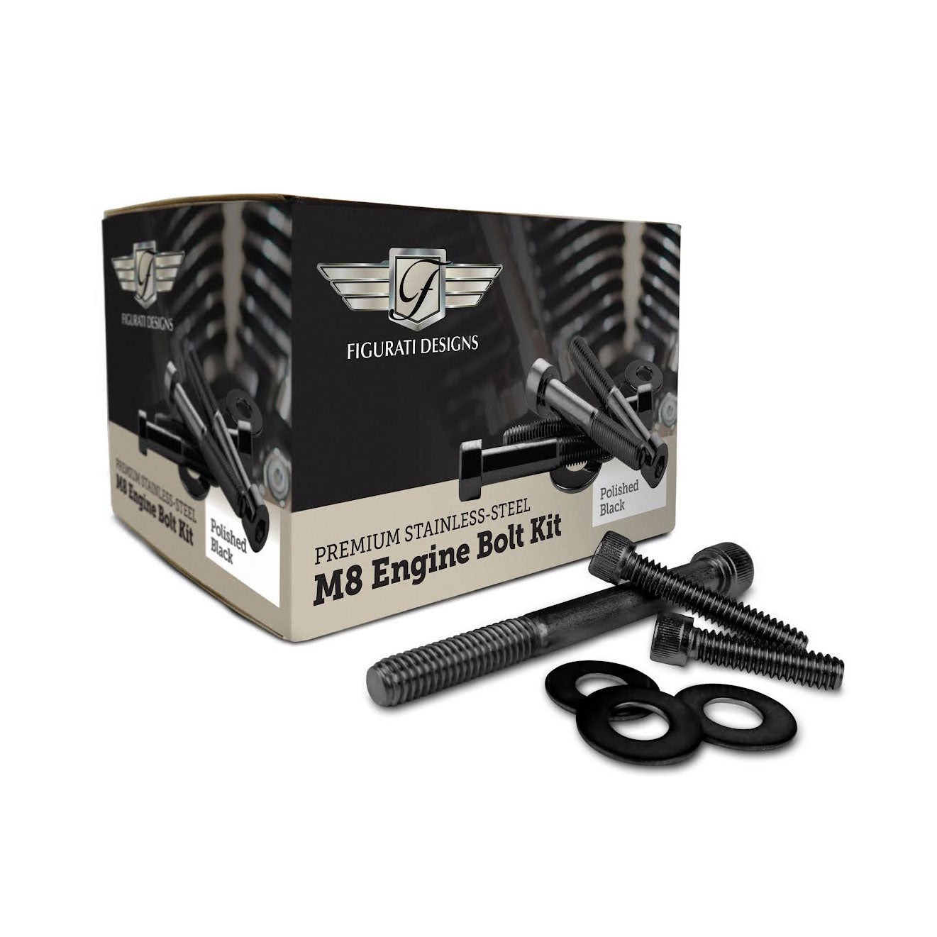 Engine Bolt Kit M8 Polished Black Stainless-Steel – Figurati Designs