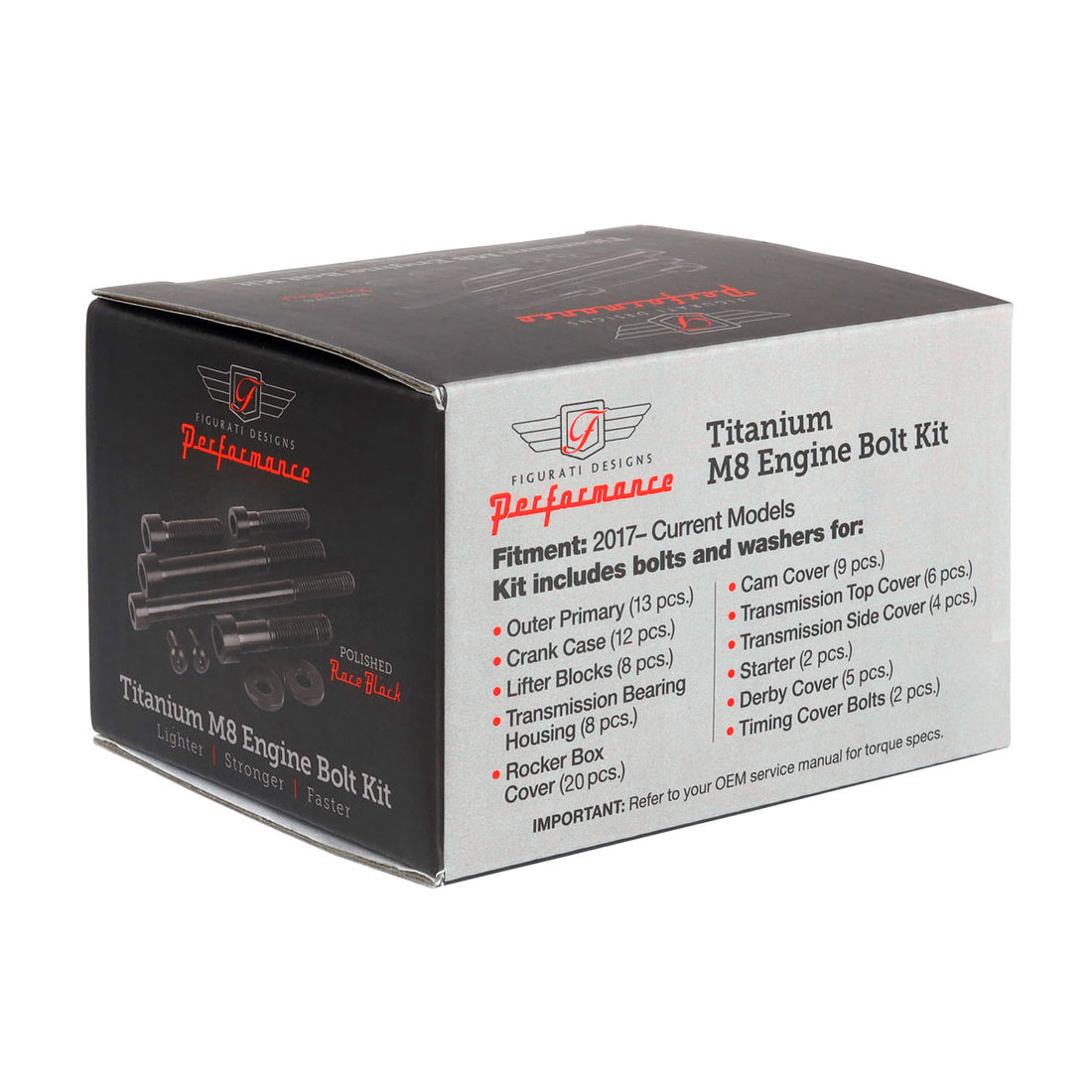 Performance Titanium M8 Engine Bolt Kit - Race Black – Figurati Designs